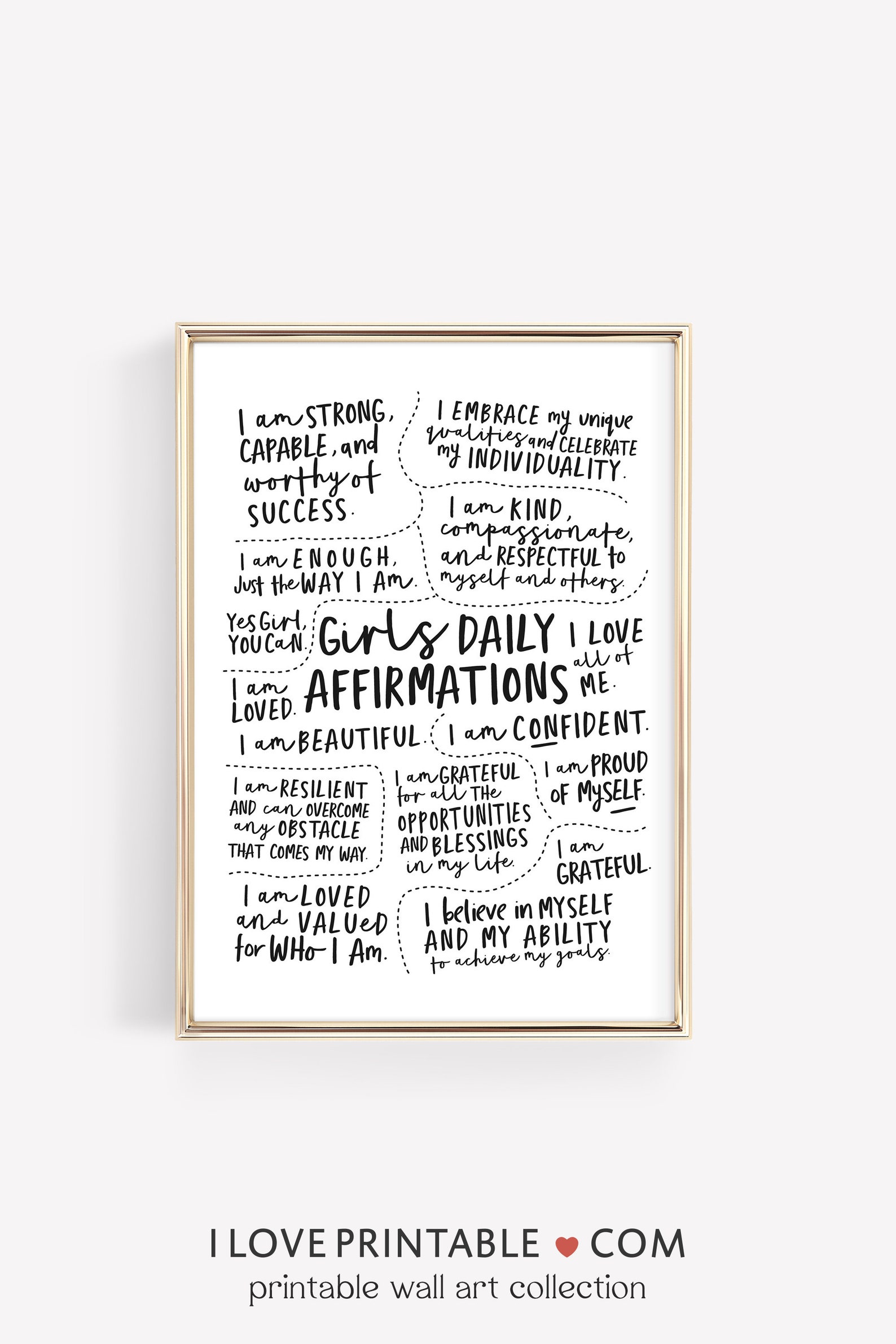 Girls Affirmation Poster, Daily Affirmations Wall Art, Feminist Poster ...