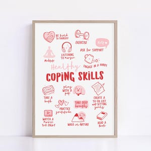 Coping Skills Poster, Mental Health Art, Calming Corner Decor (digital ...
