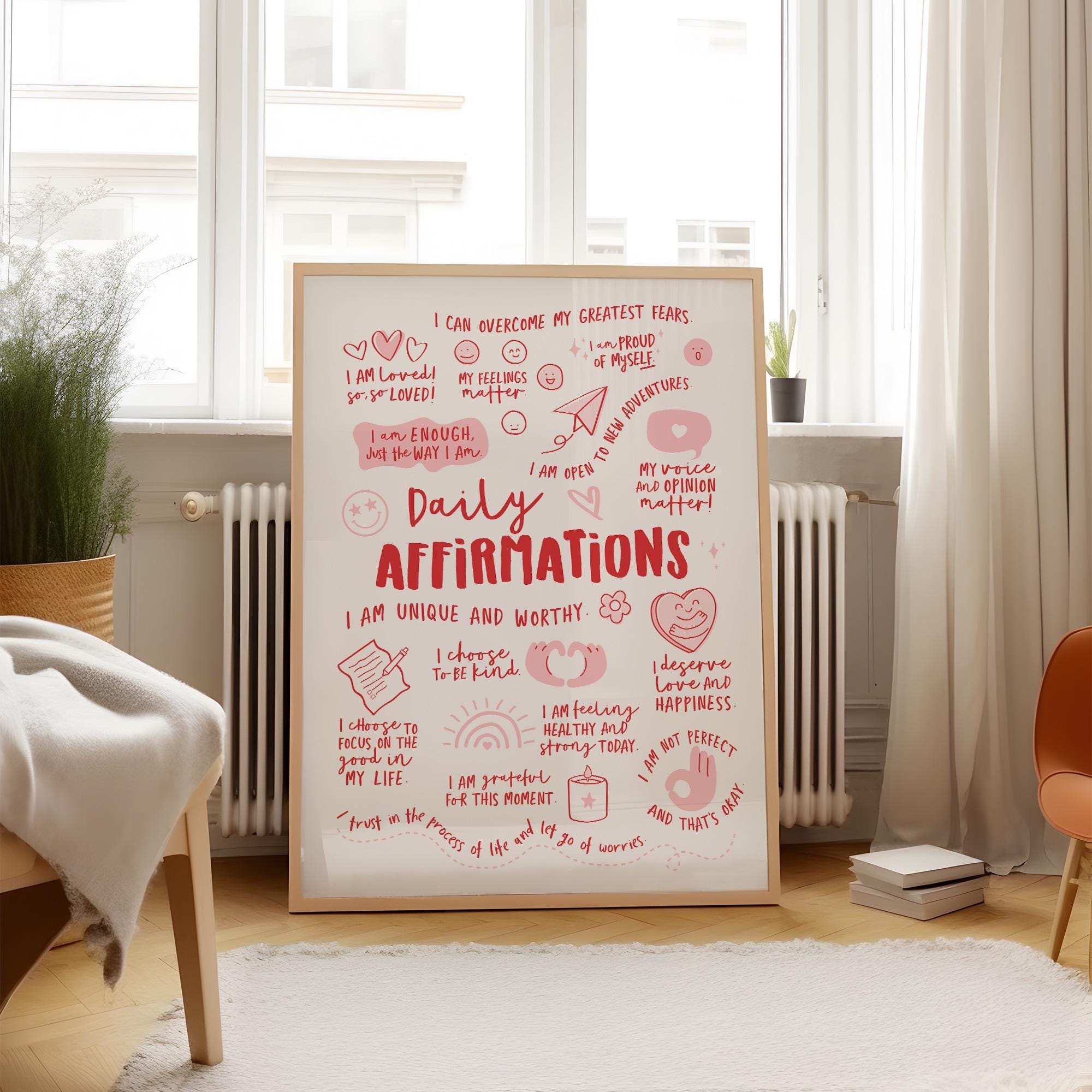 Daily Affirmations Poster, Printable Wall Art for Therapy Office ...