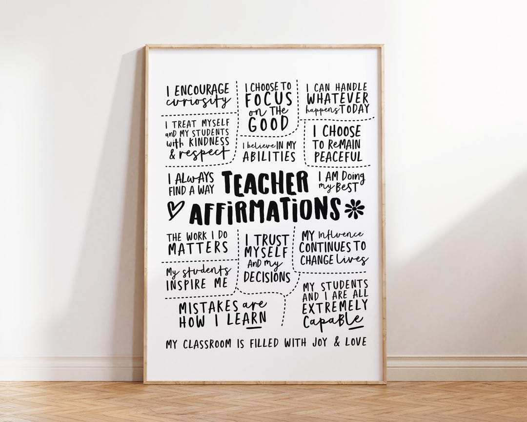 Teacher Daily Affirmations Printable Wall Art Affirmation Poster ...