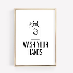 Wash Your Hands Printable Wall Art, Kids Bathroom Rules Sign ...