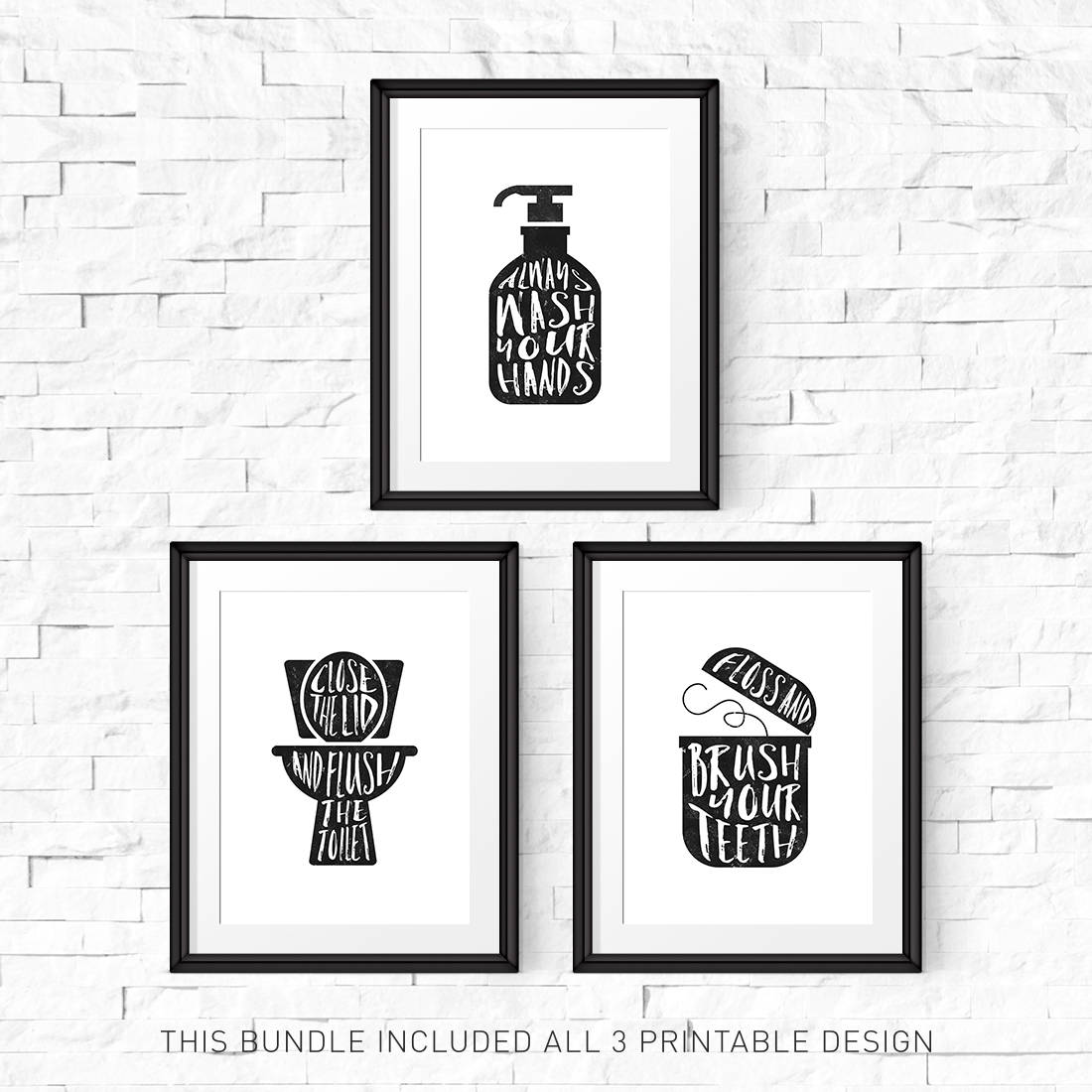 Bathroom Wall Decor Printable Sign Print Set of 3 Flush - Etsy UK
