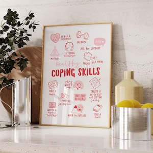 Coping Skills Poster, Therapy Office Decor, Mental Health, Anxiety ...