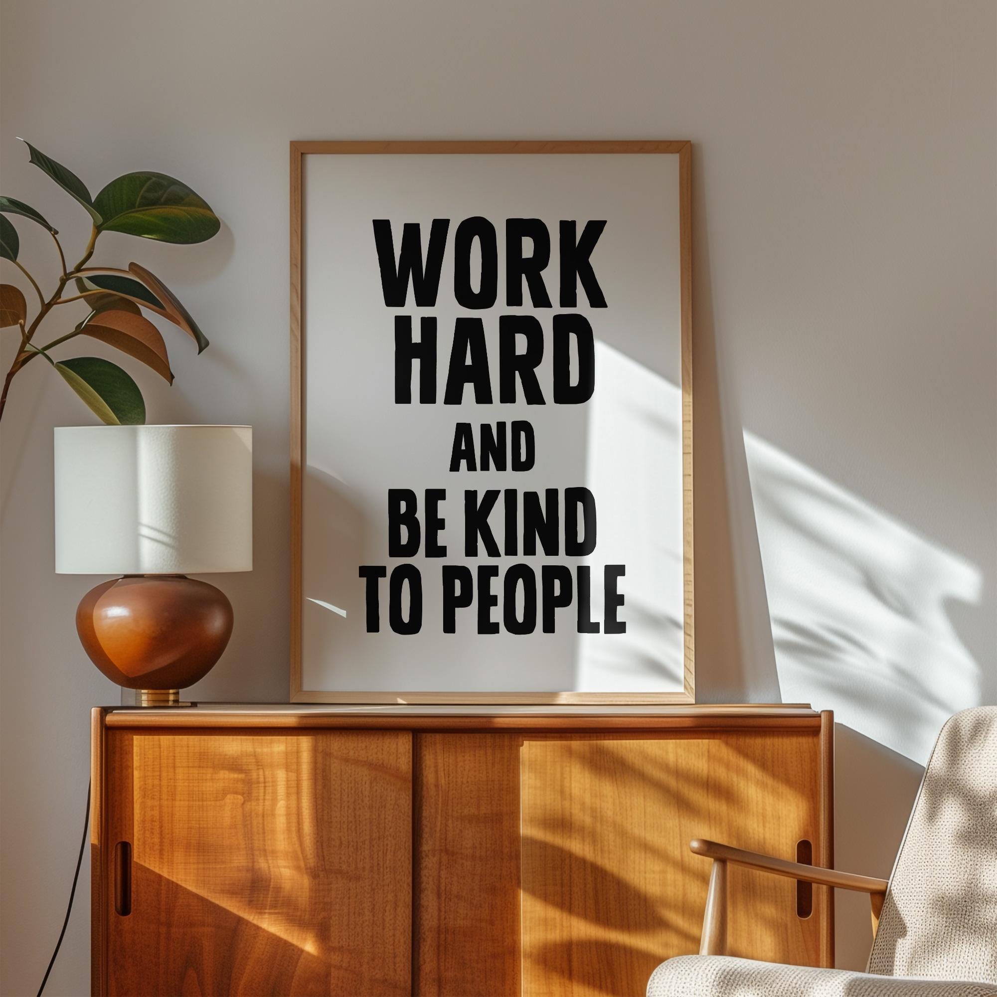 Work Hard Be Kind Print, Inspirational Office Decor (digital Download ...