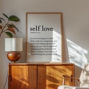 Self Love Definition Print, Inspirational Wall Art, Encouraging Love ...