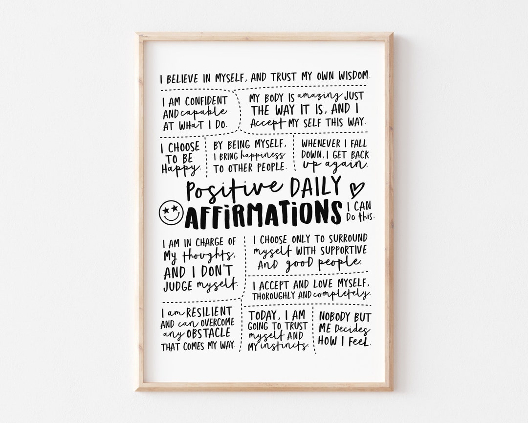 Positive Daily Affirmations Wall Art, Printable Wall Art, Affirmation ...