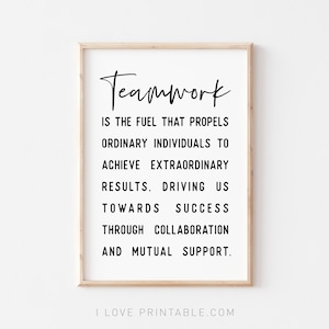 Teamwork Quotes Printable Art, Motivational Wall Art for Office, Home ...
