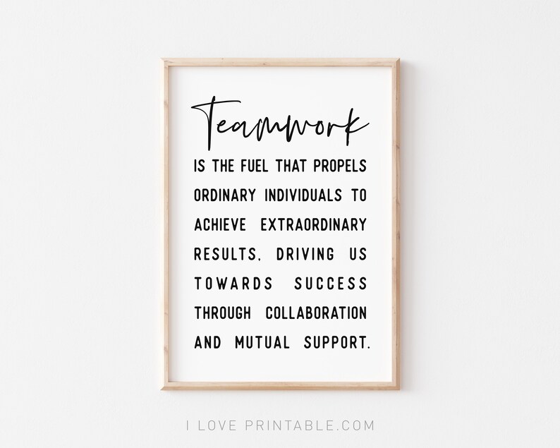 Teamwork Quotes Printable Art, Motivational Wall Art for Office, Home ...