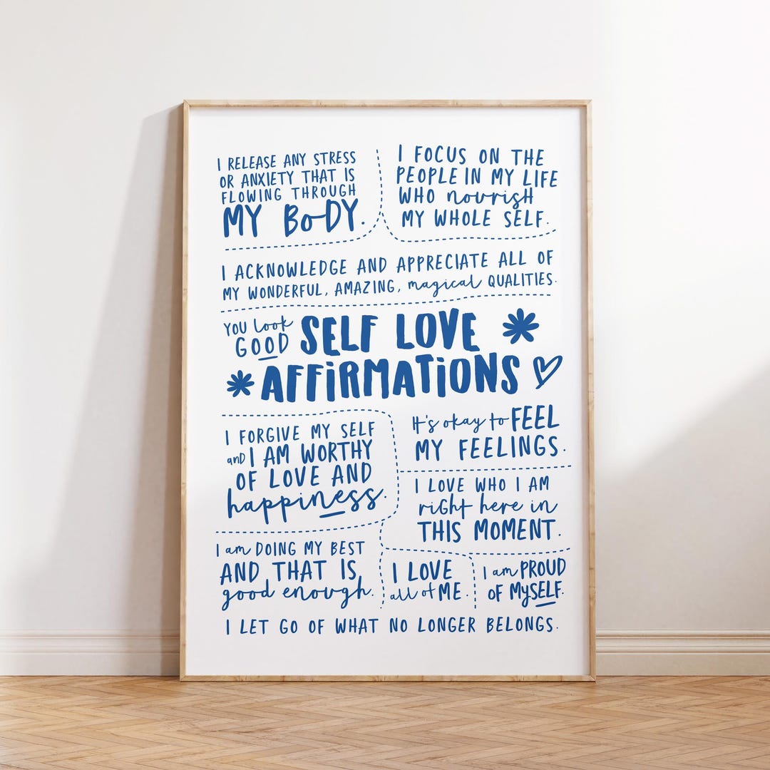 Self Love Affirmations Poster, Self Care Wall Decor, Inspirational ...
