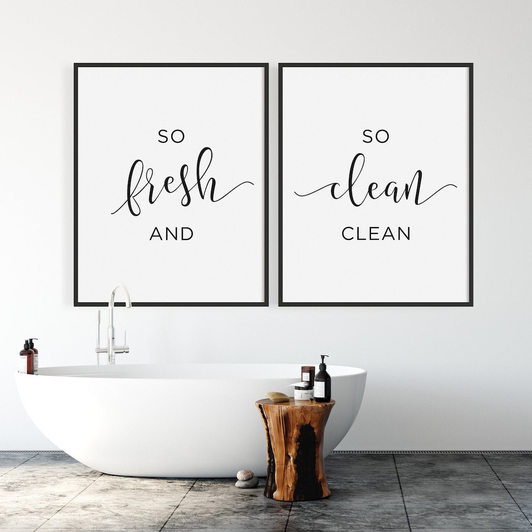 So Fresh so Clean Bathroom Prints, Set of 2 Printable Wall Art Decor ...