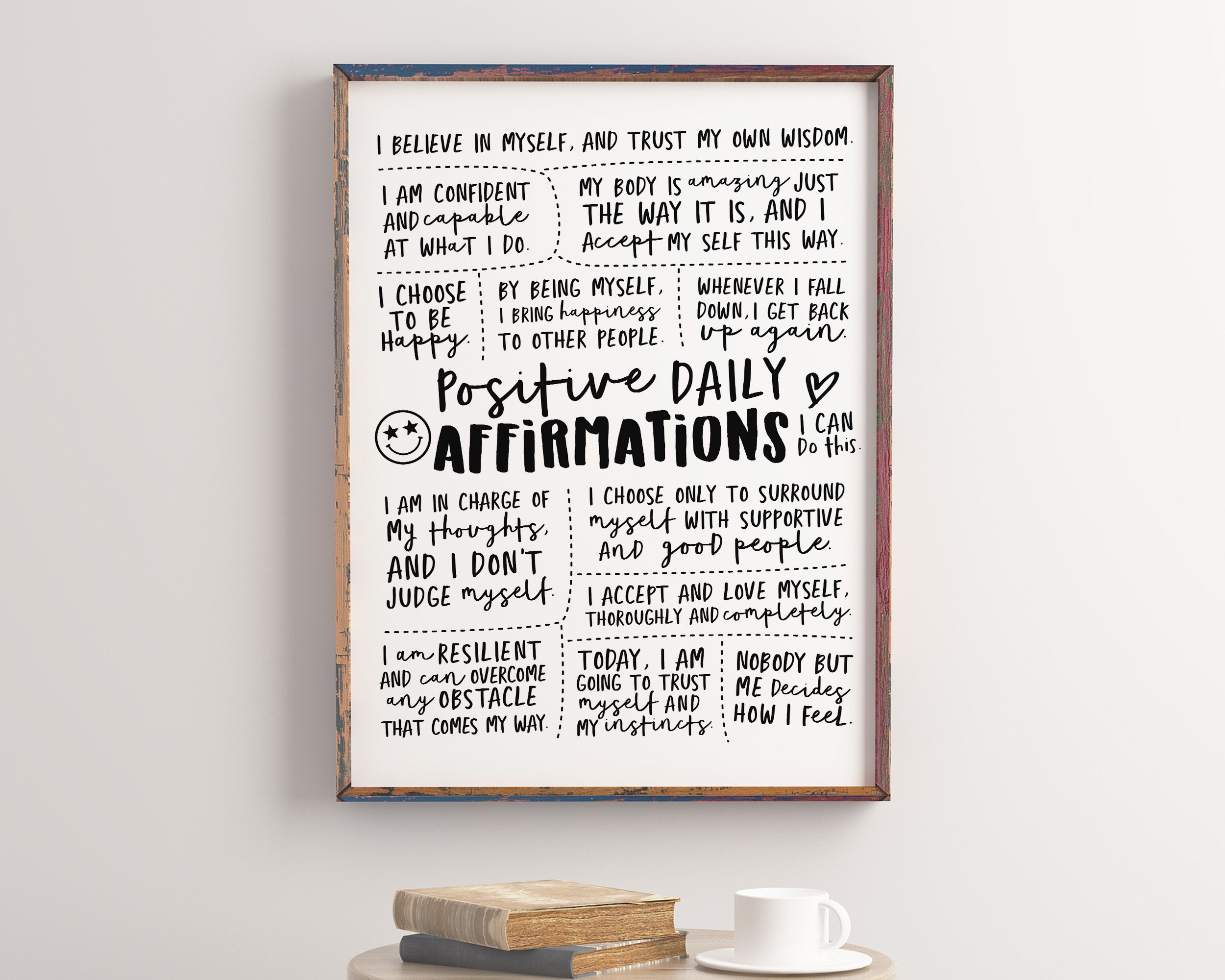 Positive Daily Affirmations Wall Art, Printable Wall Art, Affirmation ...