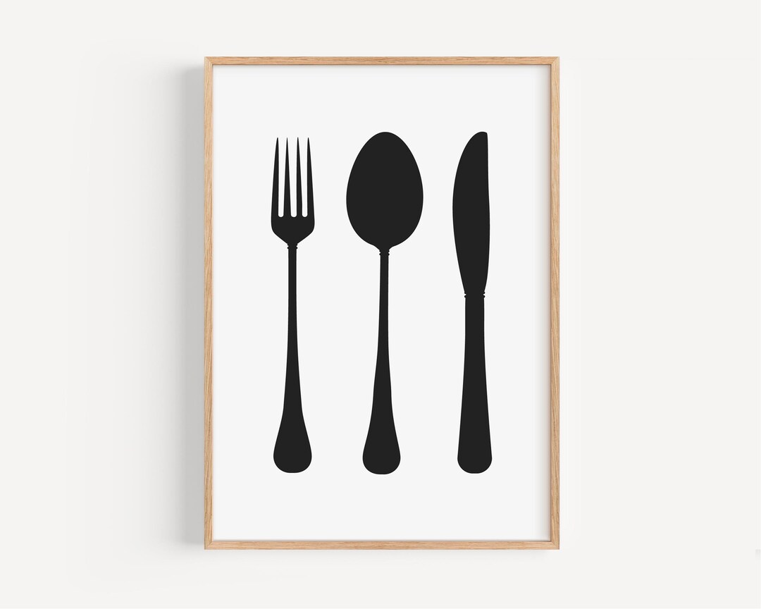 Kitchen Utensil Printable Wall Art, Scandinavian Cutlery Art for Dining ...