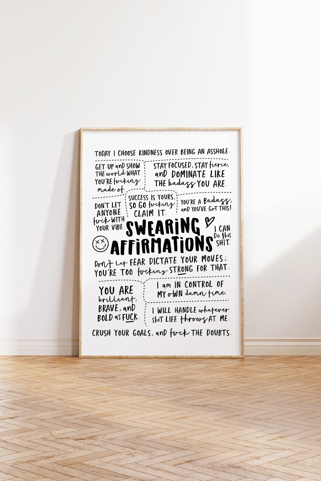 Swear Affirmations Printable, Positive Affirmation Wall Art, Swearing ...