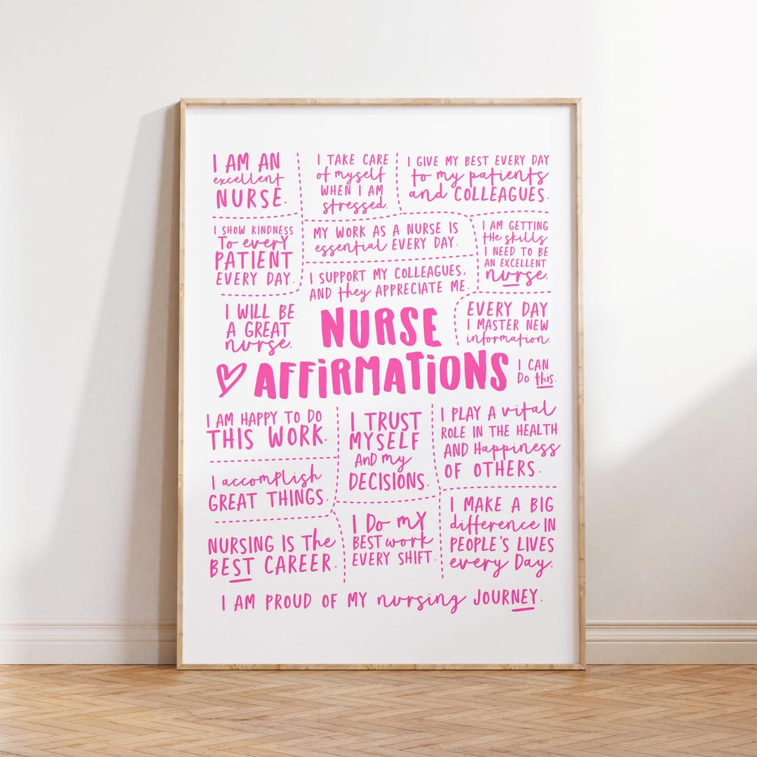 Nurse Daily Affirmations Printable Wall Art - Inspirational Poster for ...