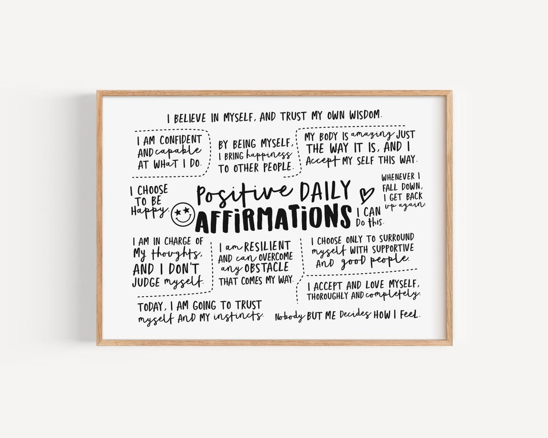 Positive Affirmation Poster, Positive Therapy Office Decor, Horizontal ...