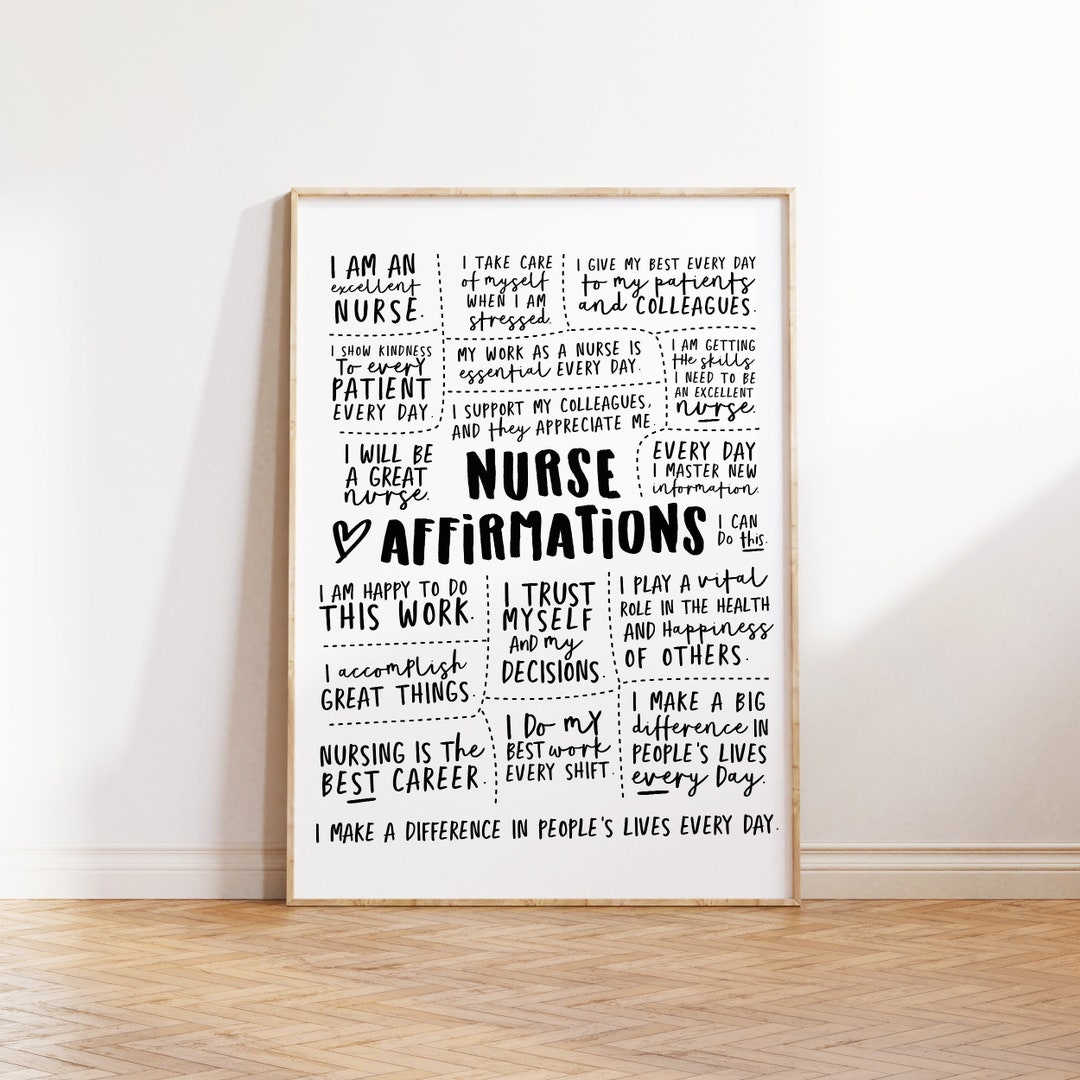 Nurse Daily Affirmations Printable Wall Art Affirmation Poster Nursing ...