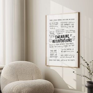 Swear Affirmations Printable, Positive Affirmation Wall Art, Swearing ...