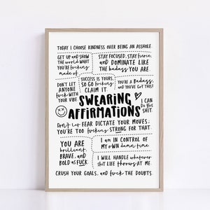 Swear Affirmations Printable, Positive Affirmation Wall Art, Swearing ...