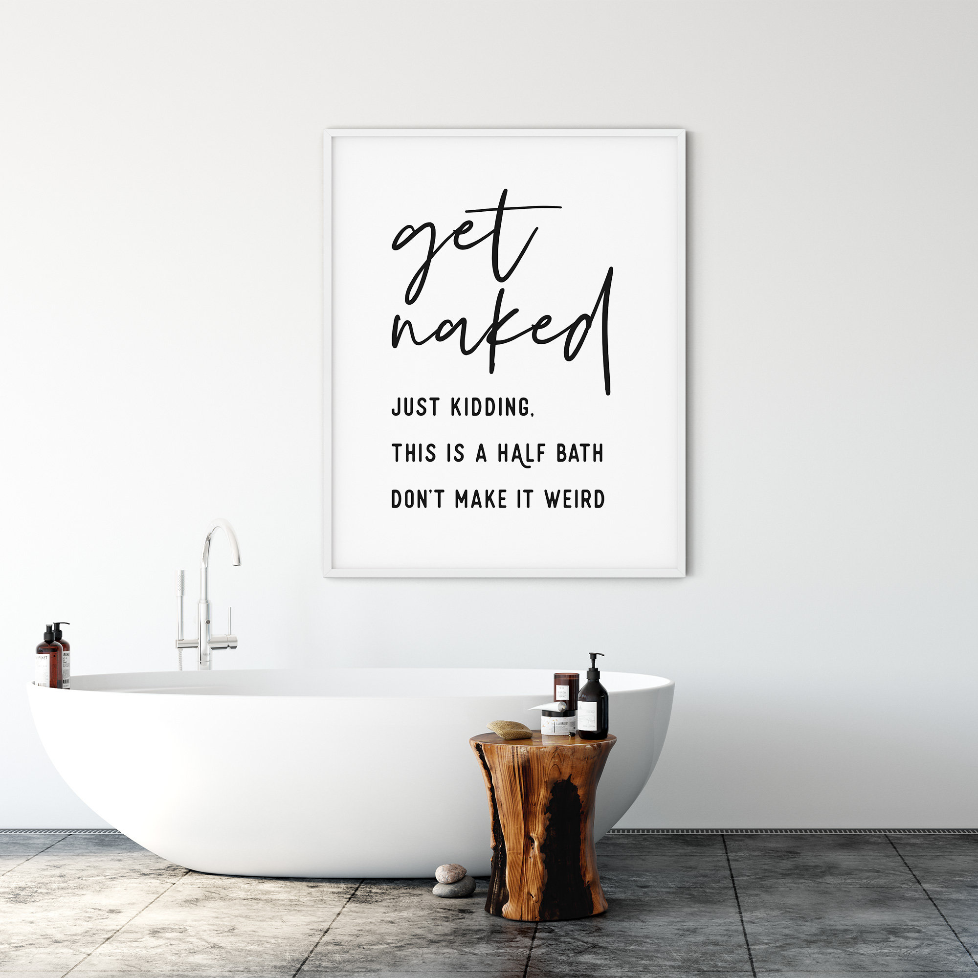 Get naked Half bath sign Printable wall art Funny bathroom | Etsy