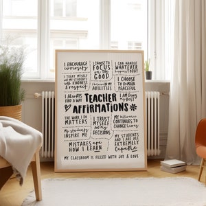 Teacher Daily Affirmations Printable Wall Art Affirmation Poster ...