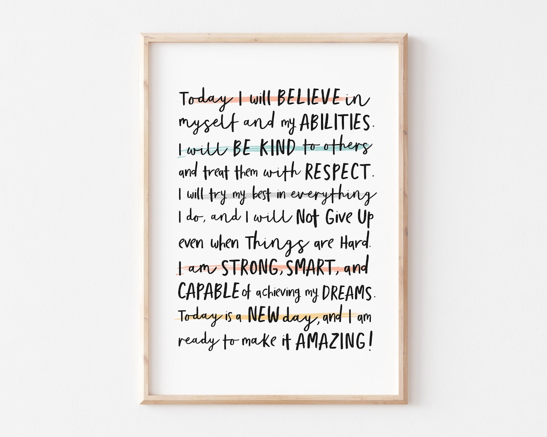 Positive Daily Affirmations Wall Art, Printable Wall Art, Affirmations ...