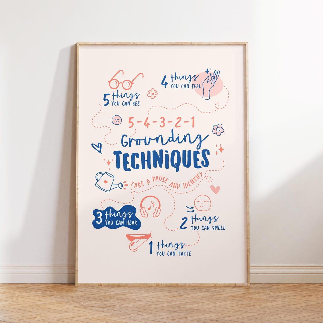 Clam Down Corner Poster: Grounding Techniques - Printable Mental Health ...