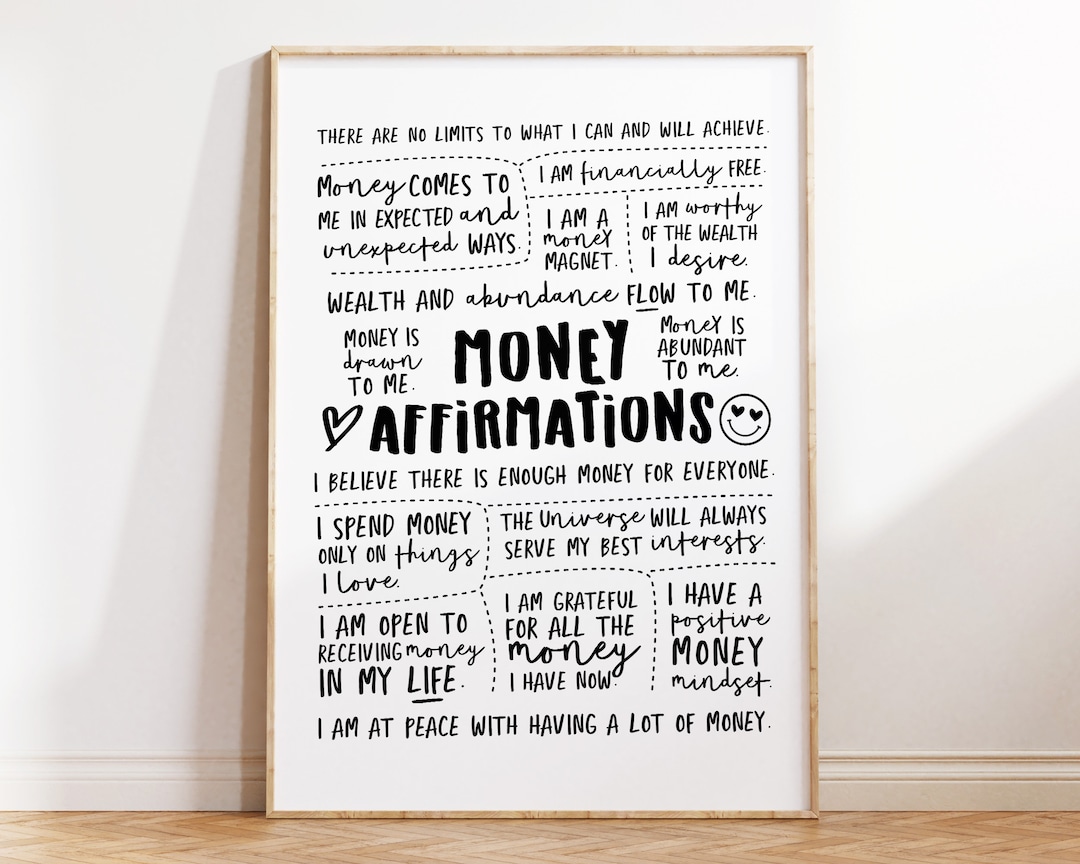 Money Manifestation Printable, Daily Money Affirmations Wall Art ...