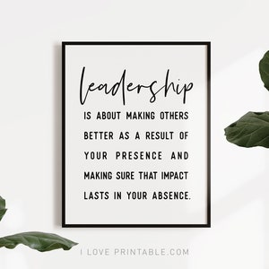 Leadership Quote, Inspirational Quotes, Printable Art, Office Decor ...