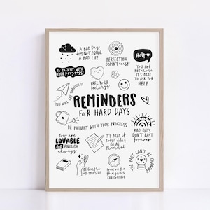 Mental Health Therapy Art, Reminders for Hard Days Posters, Positive ...