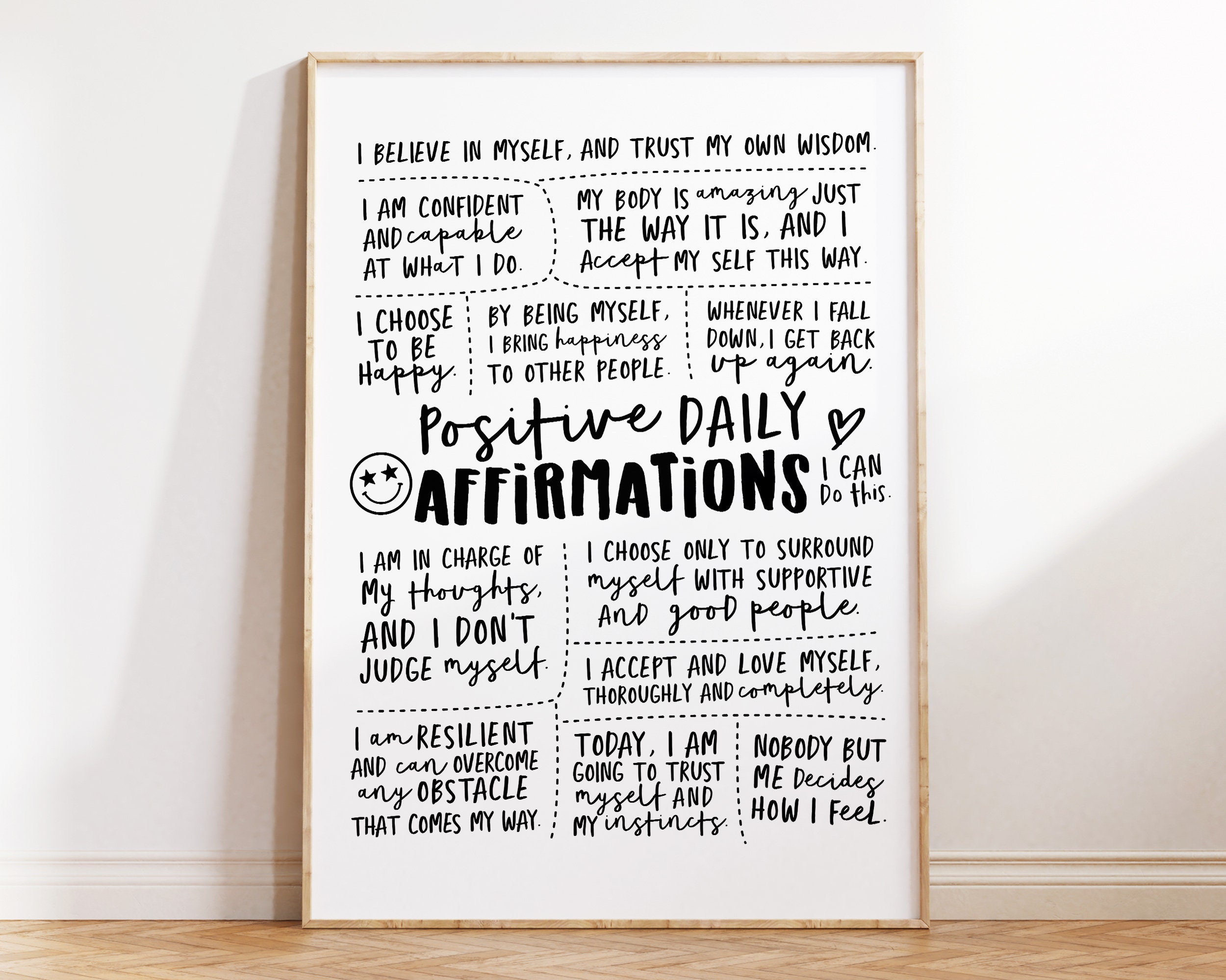 Positive Daily Affirmations Wall Art, Printable Wall Art, Affirmation ...