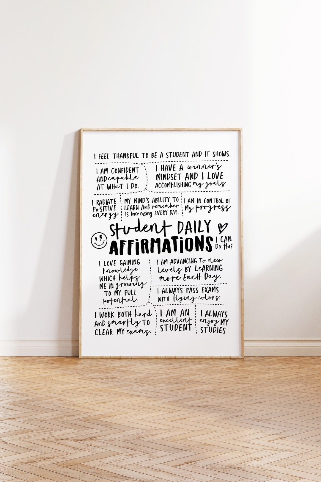 Student Daily Affirmations Printable Wall Art Positive Affirmation ...