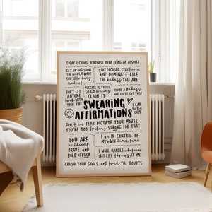 Swear Affirmations Printable, Positive Affirmation Wall Art, Swearing ...