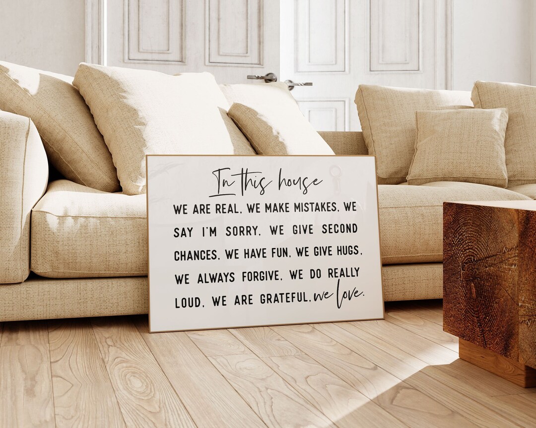 In This House We Are Real Quotes Wall Art Family House Rules Print ...