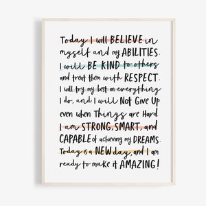 Positive Daily Affirmations Wall Art, Printable Wall Art, Affirmations ...