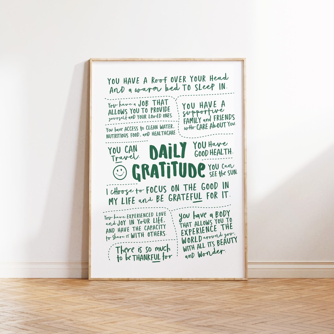 Green Retro Poster, Gratitude Art, Digital Download Dorm Posters, Large ...