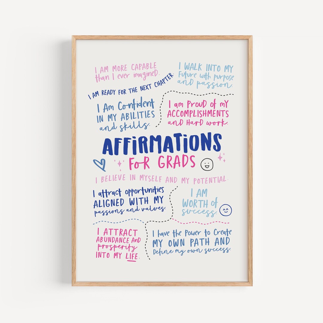 Inspirational Graduation Wall Art: Positive Affirmations Print for ...