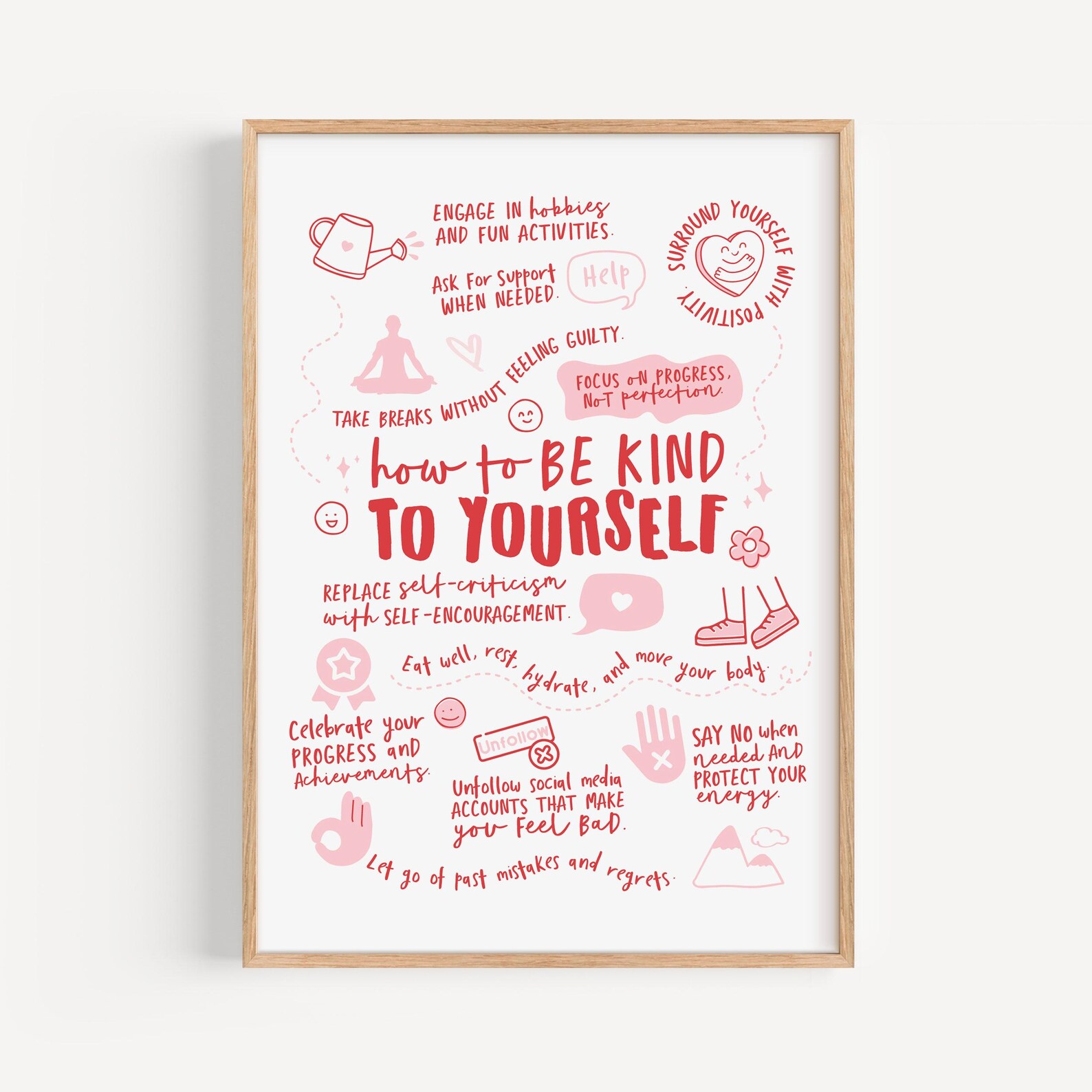 Mental Health Poster Be Kind to Yourself Print Therapy Office Decor ...