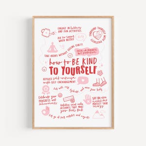 Mental Health Poster Be Kind to Yourself Print Therapy Office Decor ...