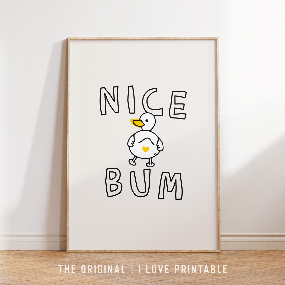 Nice Bum Print, Duck Bathroom Art, Funny Toilet Art (digital Download ...