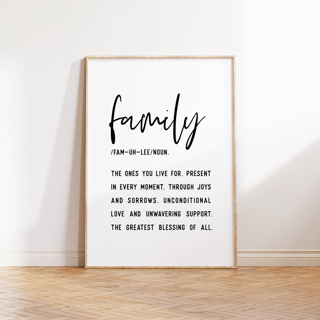 Family Definition Quote Print, Definition Wall Art for Living Room, New ...