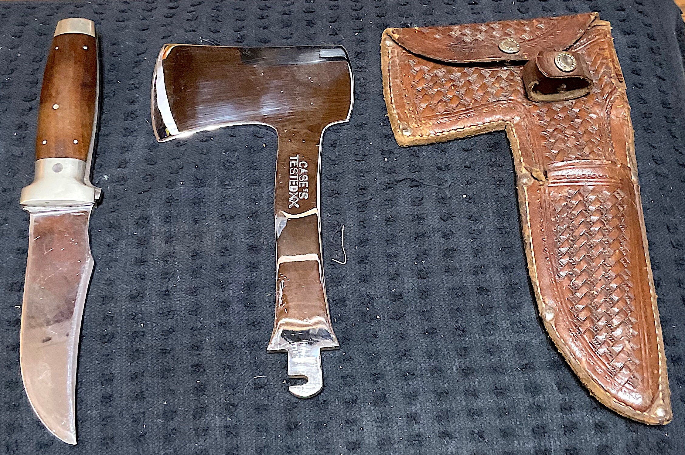 Case=hatchet , Knife & Fish Scale , With Carrying Sheath, Basket Weave ...