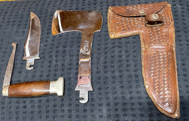 Case=hatchet , Knife & Fish Scale , With Carrying Sheath, Basket Weave ...