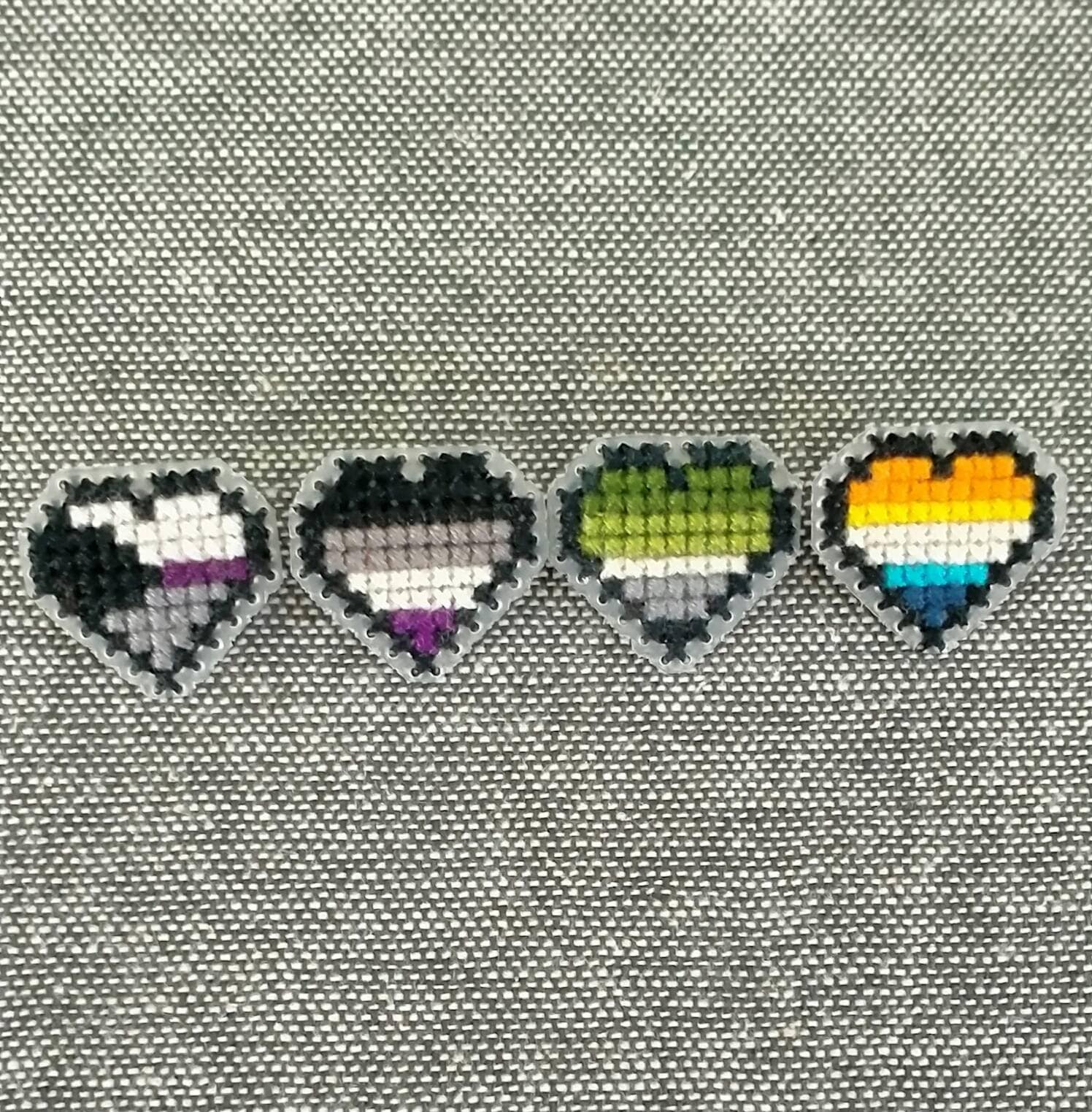 Aroace Aromantic Asexual Pride Heart Cross Stitch Pins - Etsy