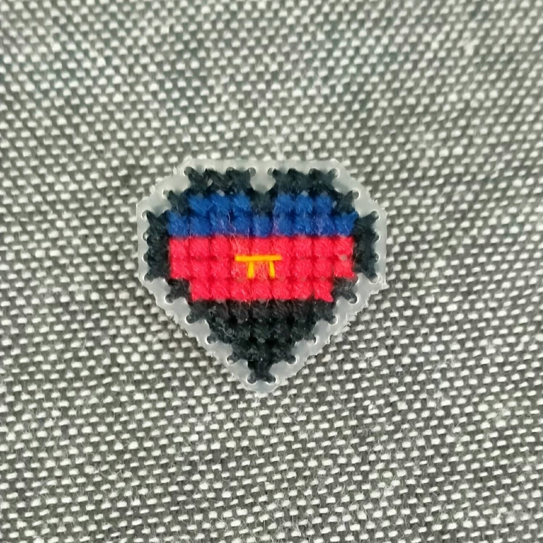 Polyamorous Pride Heart Cross Stitch Pins - Etsy