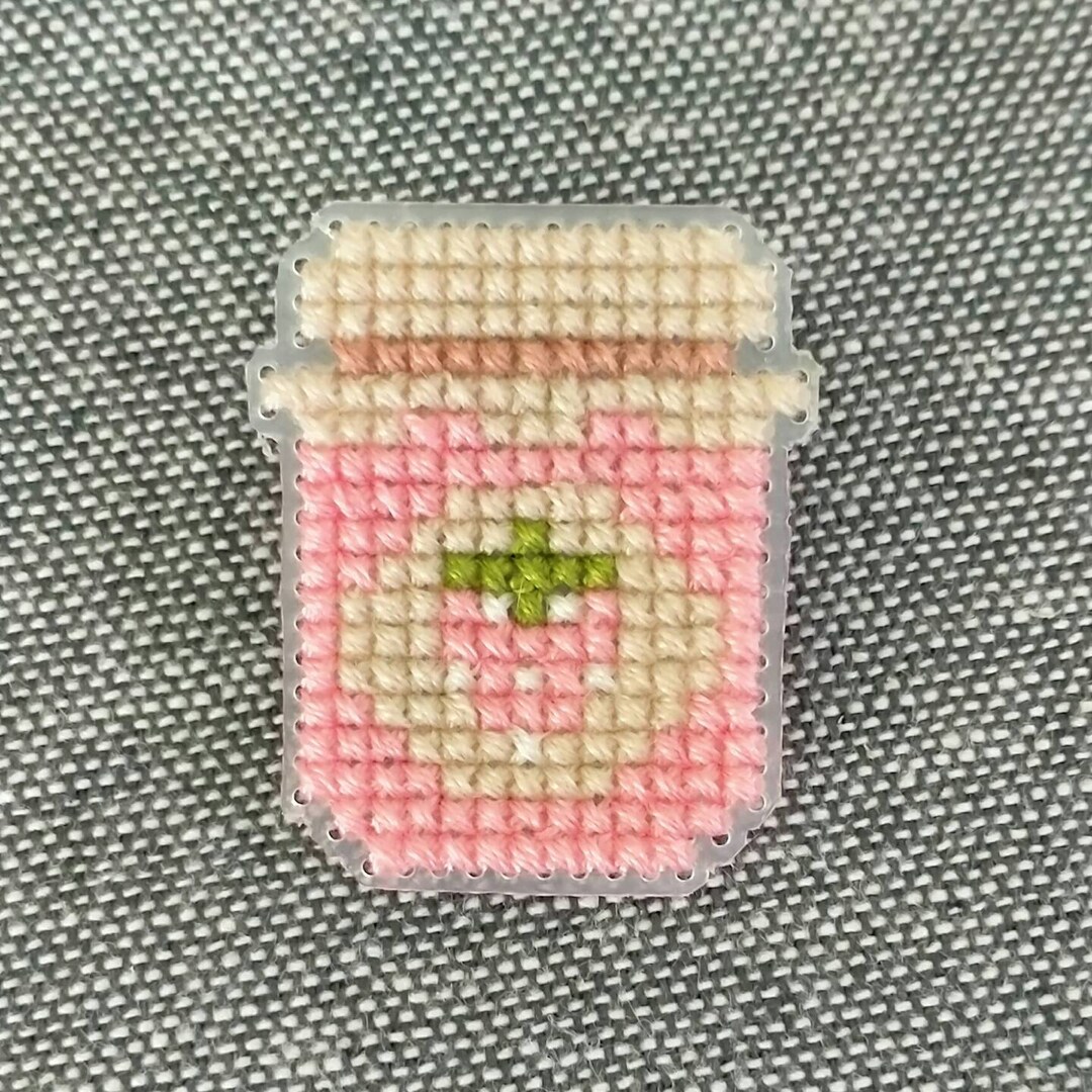 Kawaii Pastel Strawberry Jam Cross Stitch Pins - Etsy