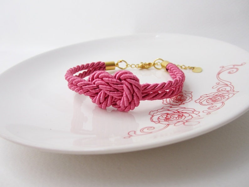 Nautical Bracelet Infinity Bracelet Hot Pink Tie the Knot - Etsy