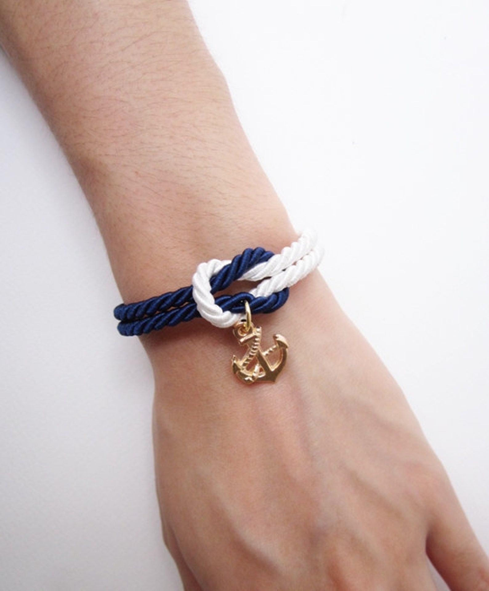 Nautical Bracelet Anchor Bracelet Sailor Bracelet Navy Bridesmaid ...