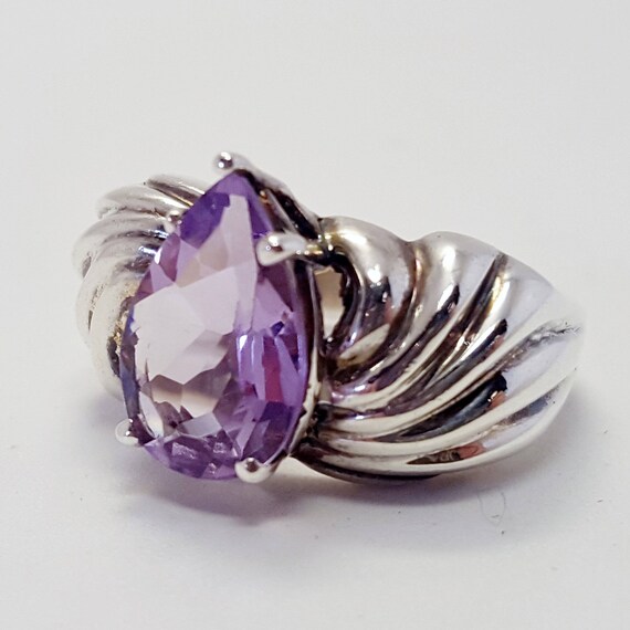 Sterling Silver Amethyst Purple Teardrop Ring Teardrop Ring - Etsy