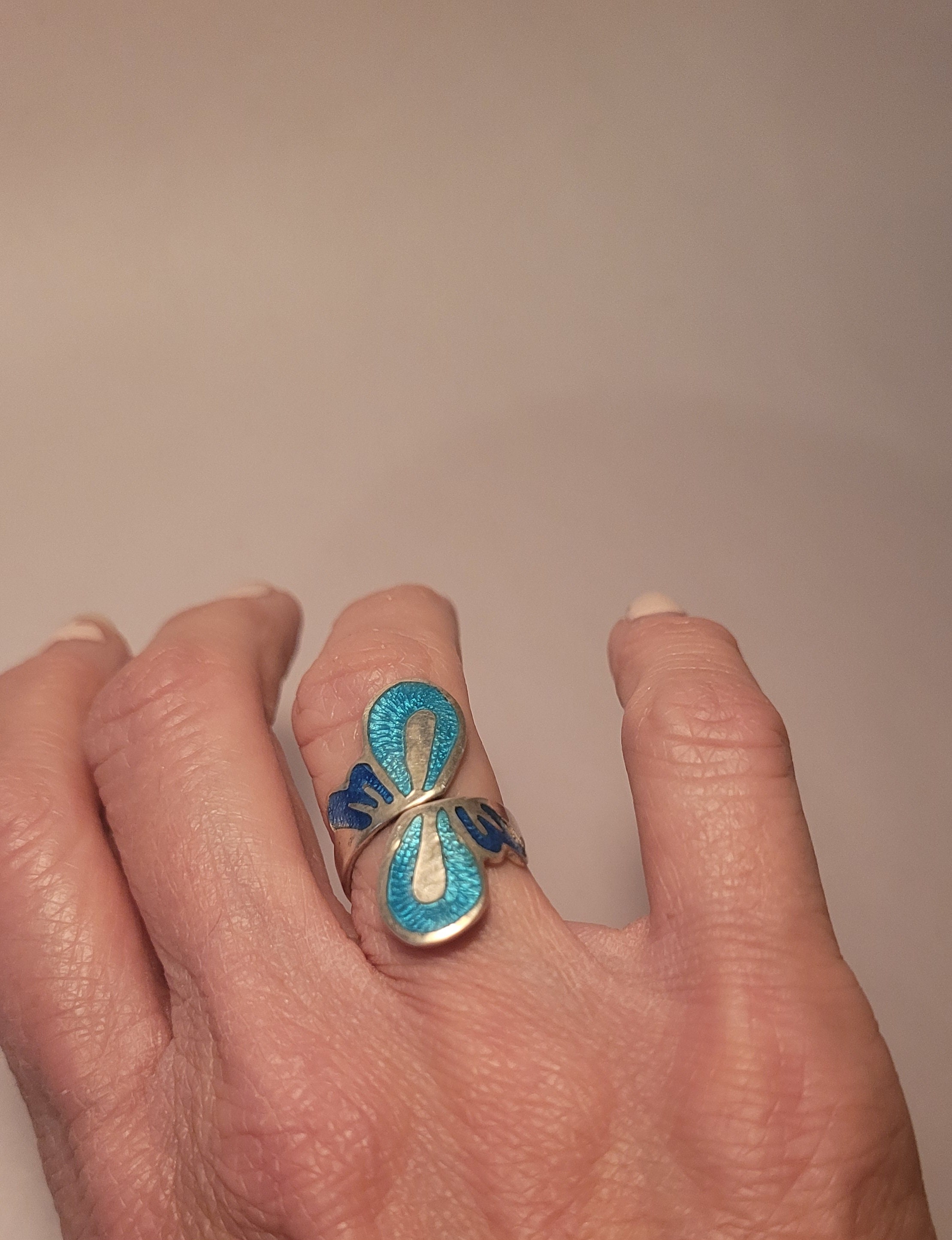 Mexican Sterling Enamel Champleve Ring by Jeronimo Fuentes - Etsy