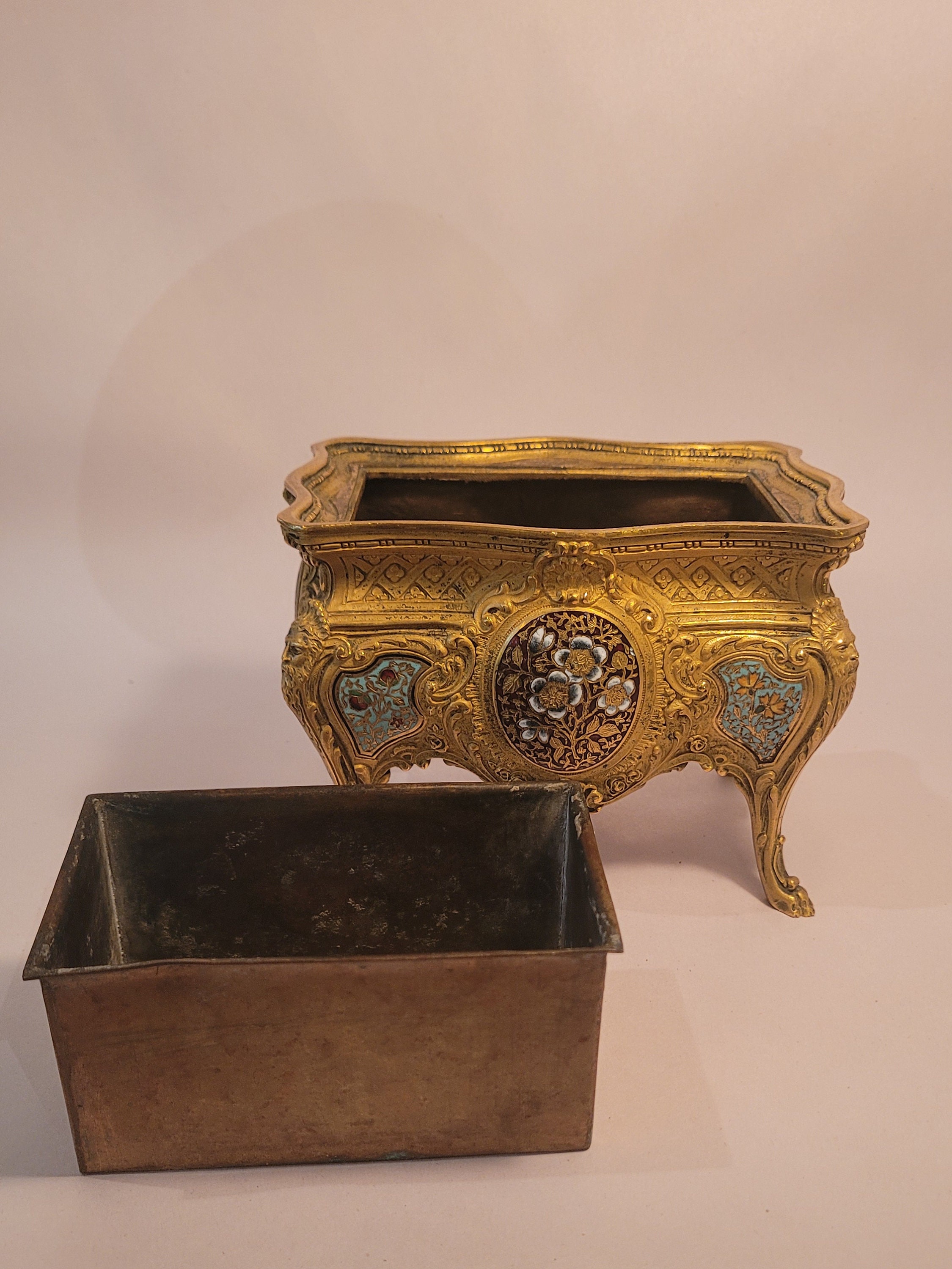 Antique French Ormolu Bronze Champleve Jardiniere, Victorian Planter - Etsy